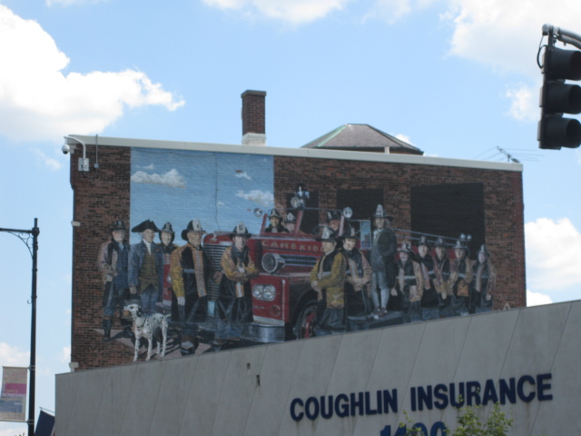 Fire Fighter Mural in Inman Square, Cambridge Mass | Centers And Squares
