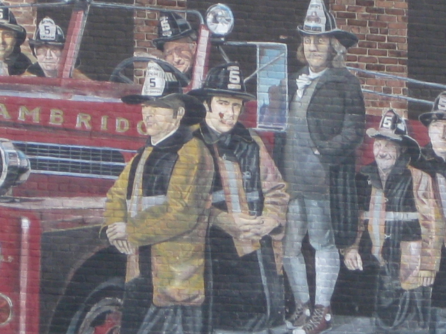 Fire Fighter Mural in Inman Square, Cambridge Mass | Centers And Squares