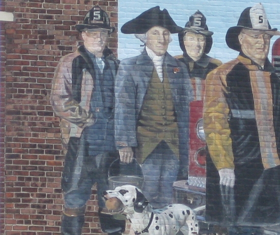 Fire Fighter Mural in Inman Square, Cambridge Mass | Centers And Squares